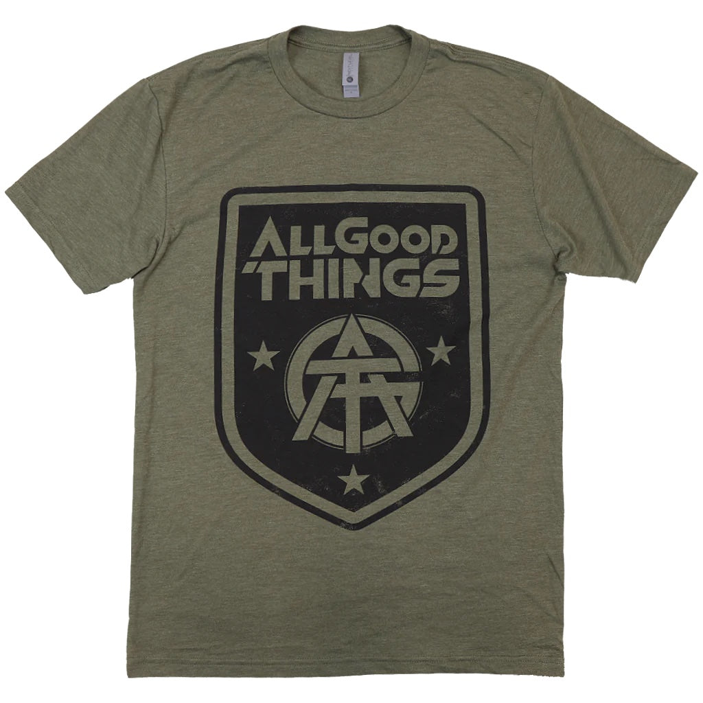 MILITARY GREEN CREST LOGO TEE – All Good Things Merch Store
